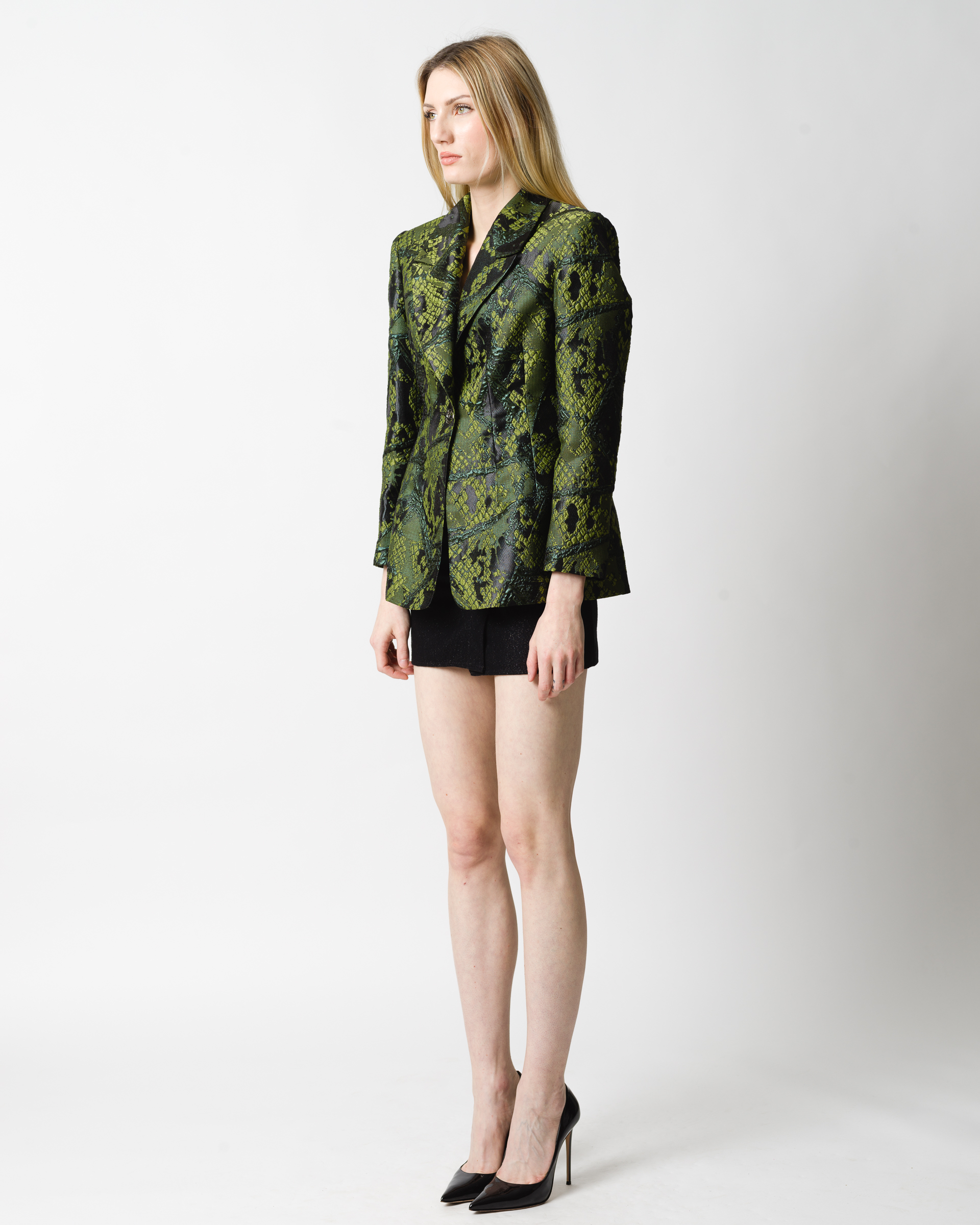 Blazer Henriette brocart vert - Sylvain Bonvarlet Couture